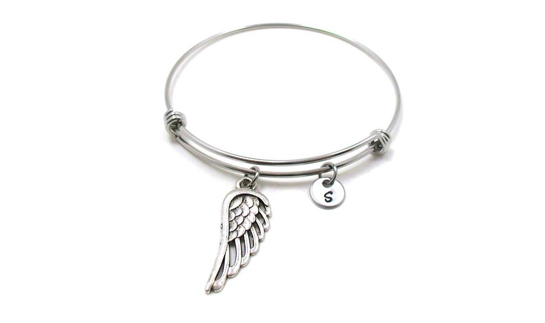 Angel Wing Bangle Angel Wing Charm Angel Wing Bracelet - Etsy