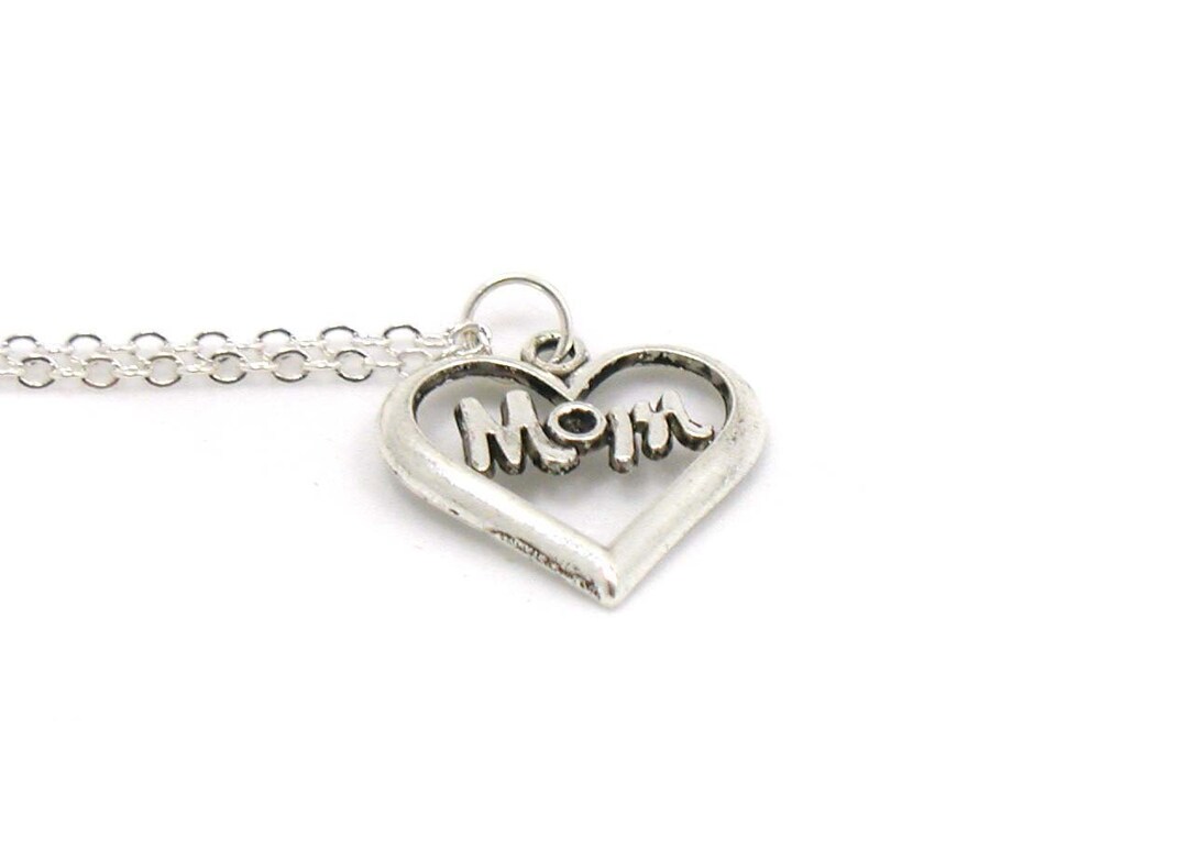 Mom Heart Necklace, Love Mom Heart, Dainty Mom Necklace, Charm Jewelry ...