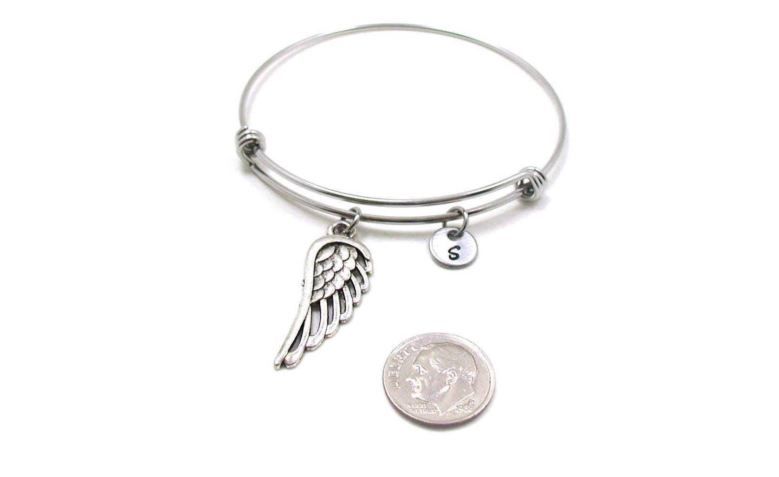 Angel Wing Bangle Angel Wing Charm Angel Wing Bracelet - Etsy