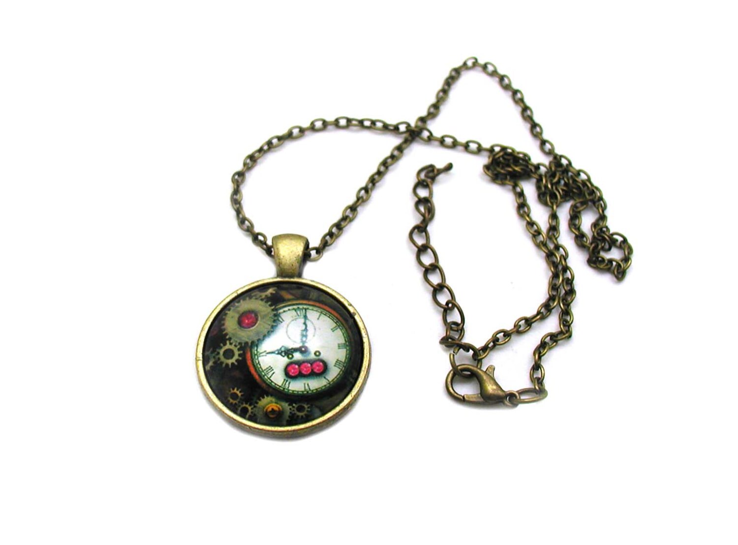 Mechanical Clock Necklace, Mechanical Watch Pendant, Charm Necklace ...