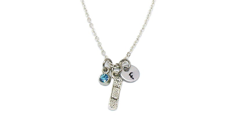 First Aid Necklace, Silver Bandage Pendant, Bandage Charm, First Aid ...