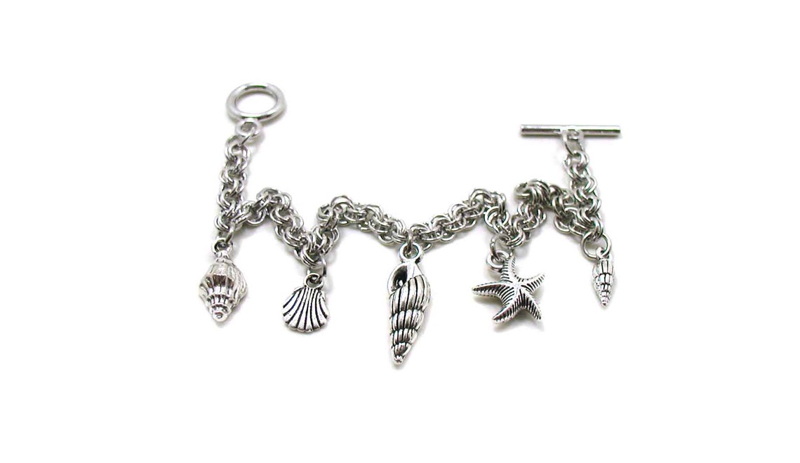 Sea Shells Charm Bracelet Beach Bracelet Marine Life - Etsy