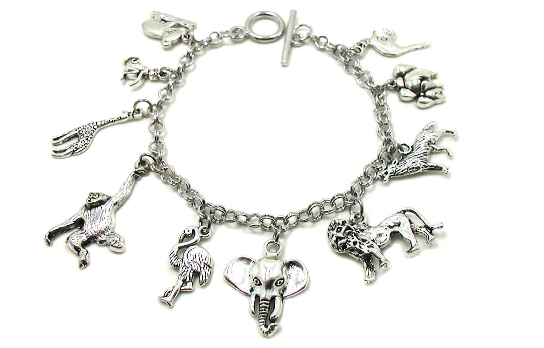 Zoo Animal Charm Bracelet, Animals Bracelet, Zoo Animals Bracelet ...
