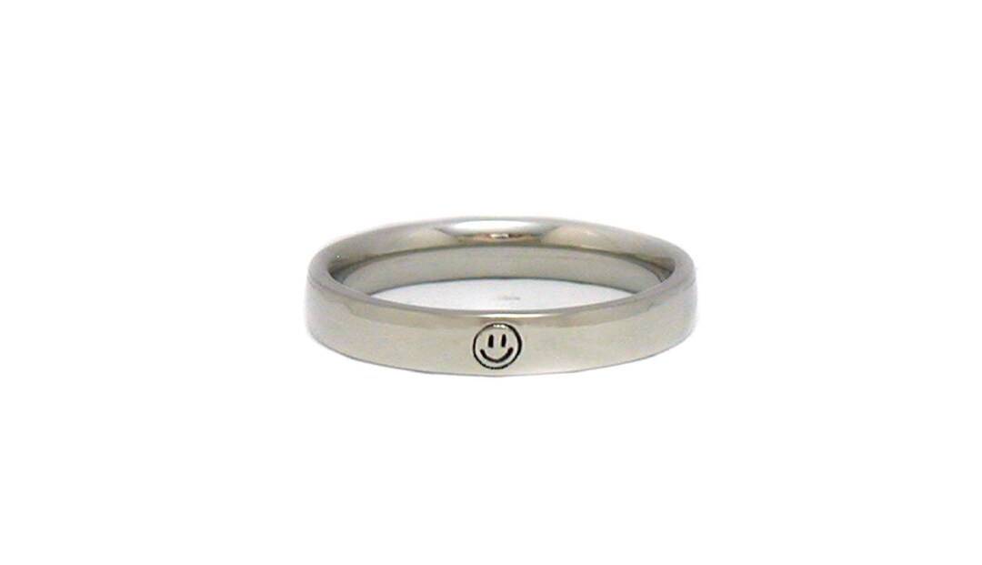 Smiley Face Ring, Custom Name Ring, Hand Stamped Ring, Stainless Steel ...