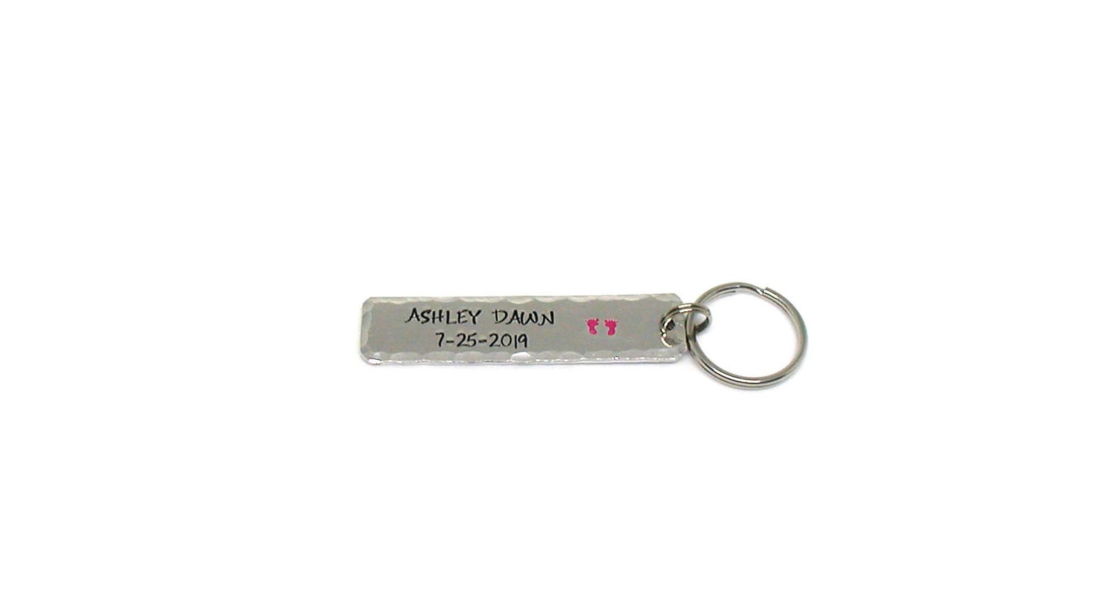 Baby Name Key Chain, Custom Key Chain, Baby Feet Keychain, New Mom Gift ...