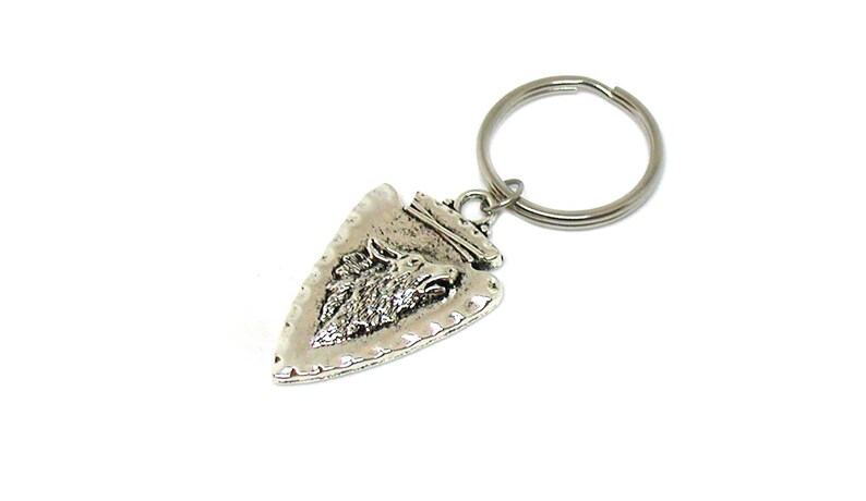 Arrowhead Key Chain Wolf Key Chain Custom Gift Silver - Etsy