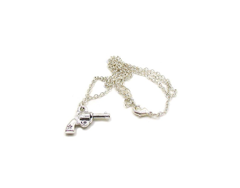 Gun Necklace, Silver Gun Necklace, Charm Jewelry, Gun Pendant, Gun ...