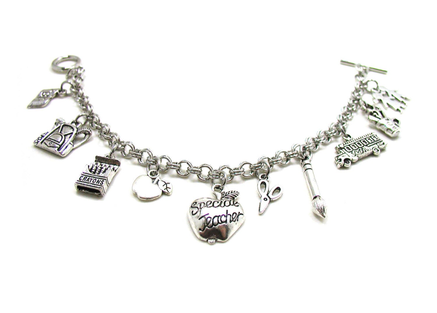 Teacher Bracelet Teacher Charm Bracelet School Bracelet | Etsy