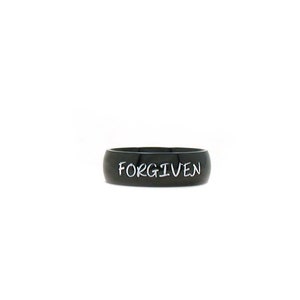 Forgiven Ring, Black Personalized Name Ring, Black Ring Band, Religious ...