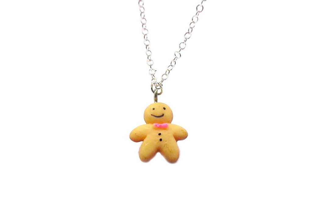 Gingerbread Man Necklace, Charm Necklace, Gingerbread Man Cookie ...
