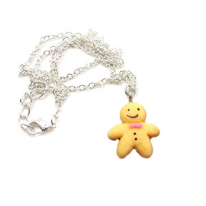 Gingerbread Man Necklace, Charm Necklace, Gingerbread Man Cookie ...