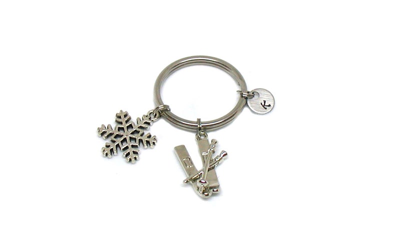 Snow Skiing Key Chain, Snow Skiing Charm, Key Chain Gift, Snow Ski ...