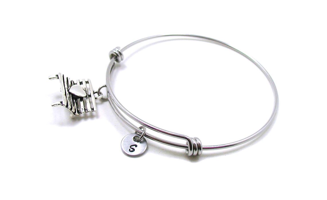 Heart Bench Bangle Love Charm Bench Bracelet Expandable - Etsy
