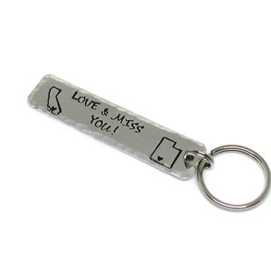 Long Distance Keychain, Couples Keychain, Personalize States Gift ...