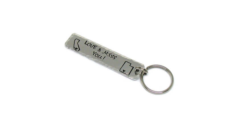 Long Distance Keychain Couples Keychain Personalize States - Etsy