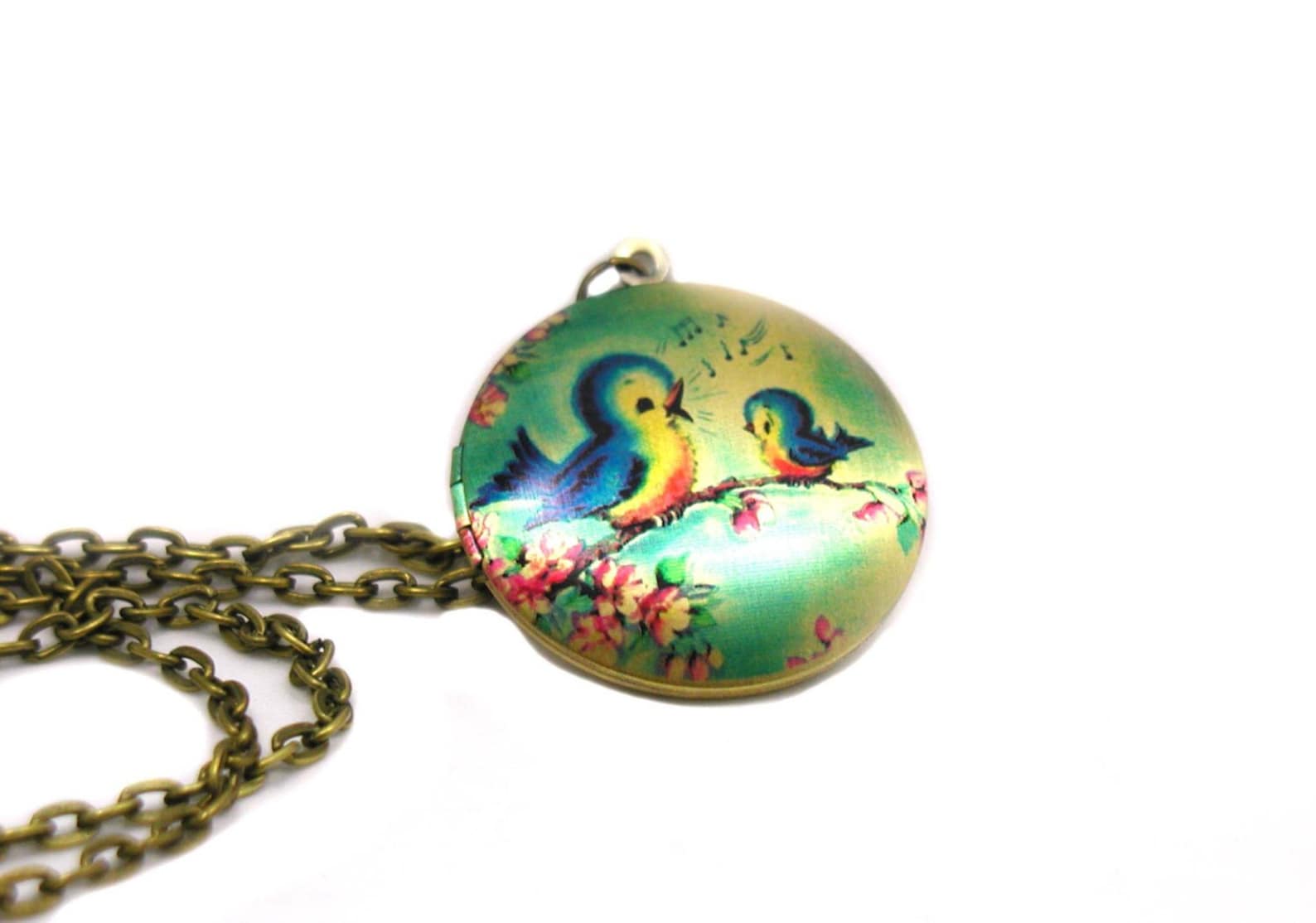 Locket Necklace, Charm Necklace, Long Bronze Necklace, Delicate ...