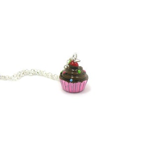 Chocolate Cupcake Necklace, Cupcake Necklace, Charm Jewelry, Birthday ...