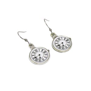 Clock Face Earrings, Clock Charm, Clock Jewelry, Silver Clock Charm ...