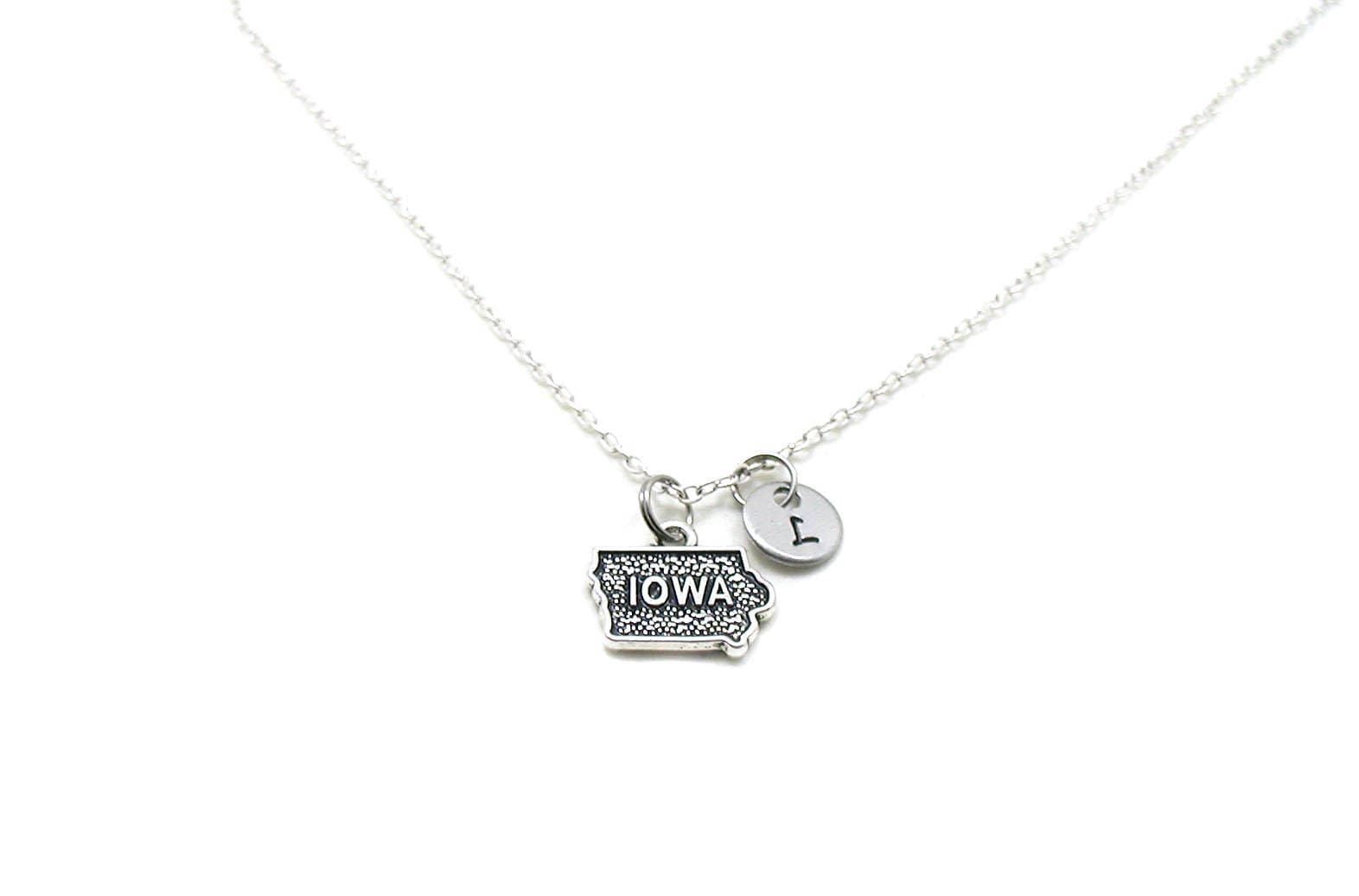 Iowa Necklace, State of Iowa Necklace, Personalized Necklace, Initial ...