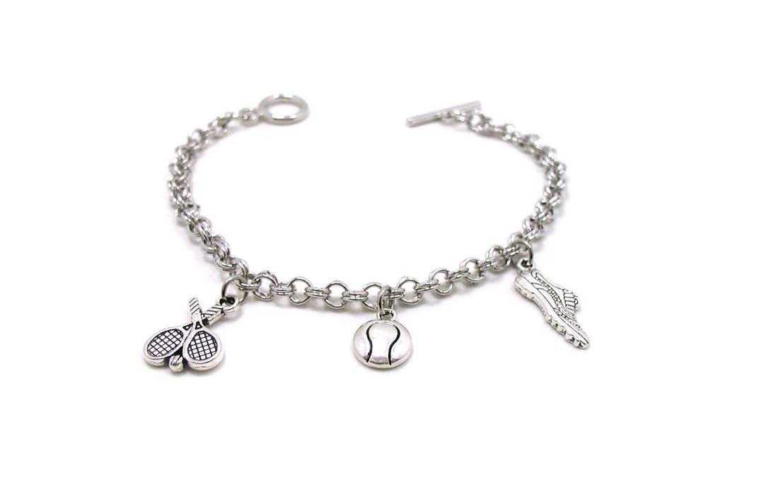 Tennis Charm Bracelet, Tennis Racket Charm, Tennis Shoe Charm, Sports ...
