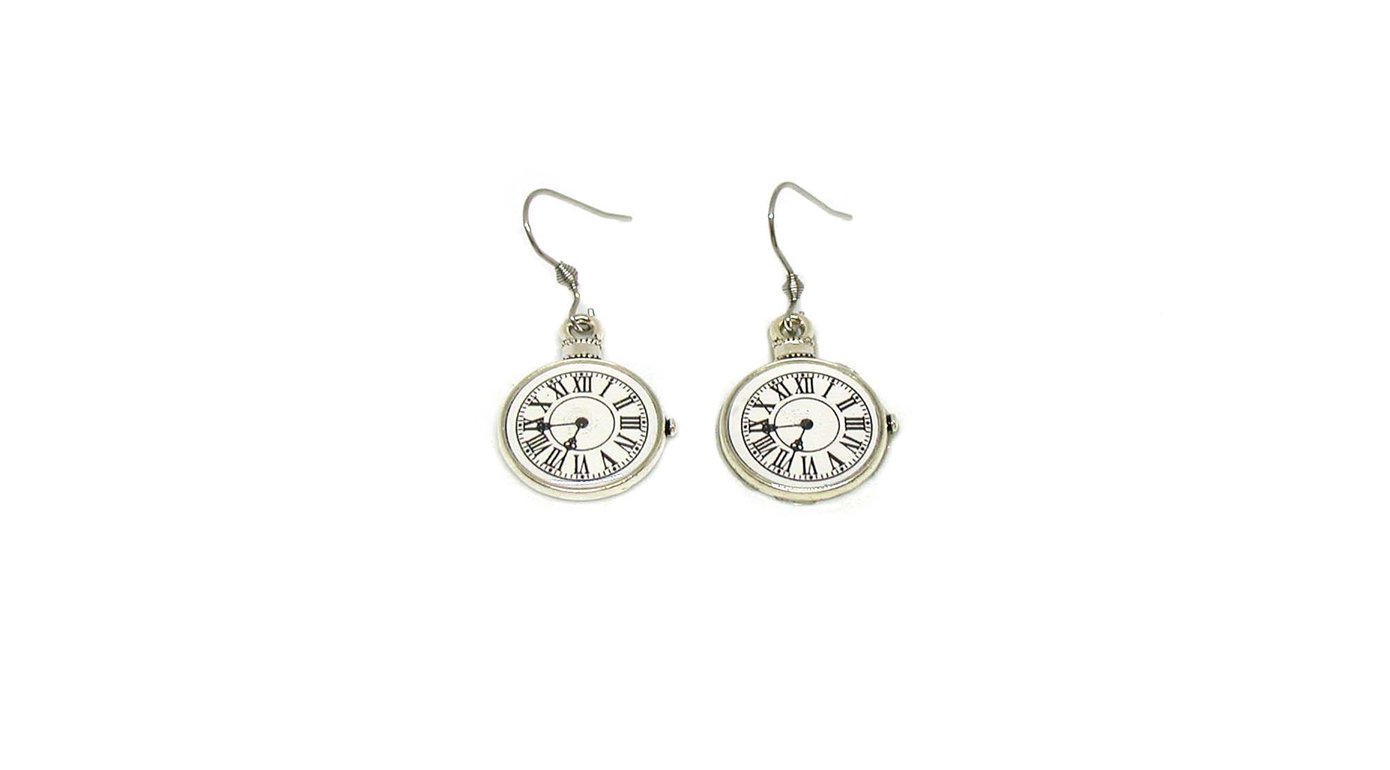 Clock Face Earrings, Clock Charm, Clock Jewelry, Silver Clock Charm ...