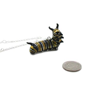 Monarch Caterpillar Necklace, Caterpillar Pendant, Caterpillar Jewelry ...