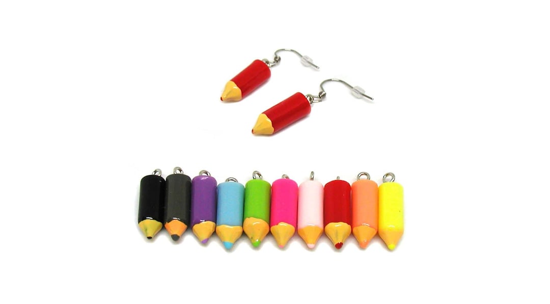 Color Pencil Earrings, Teacher Gift, Color Pencils Charm, Teacher ...