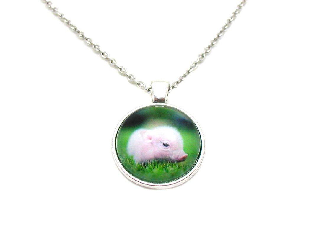 Pink Pig Necklace, Pink Pig Jewelry, Baby Pig Necklace, Pink Pig ...