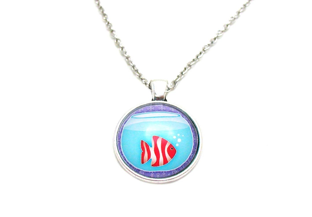 Clown Fish Necklace, Goldfish Bowl Charm, Charm Necklace, Goldfish ...
