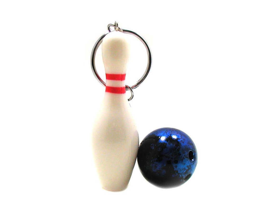 Blue Bowling Ball Keychain, Bowling Key Ring, Sports Keychain, Bowling ...