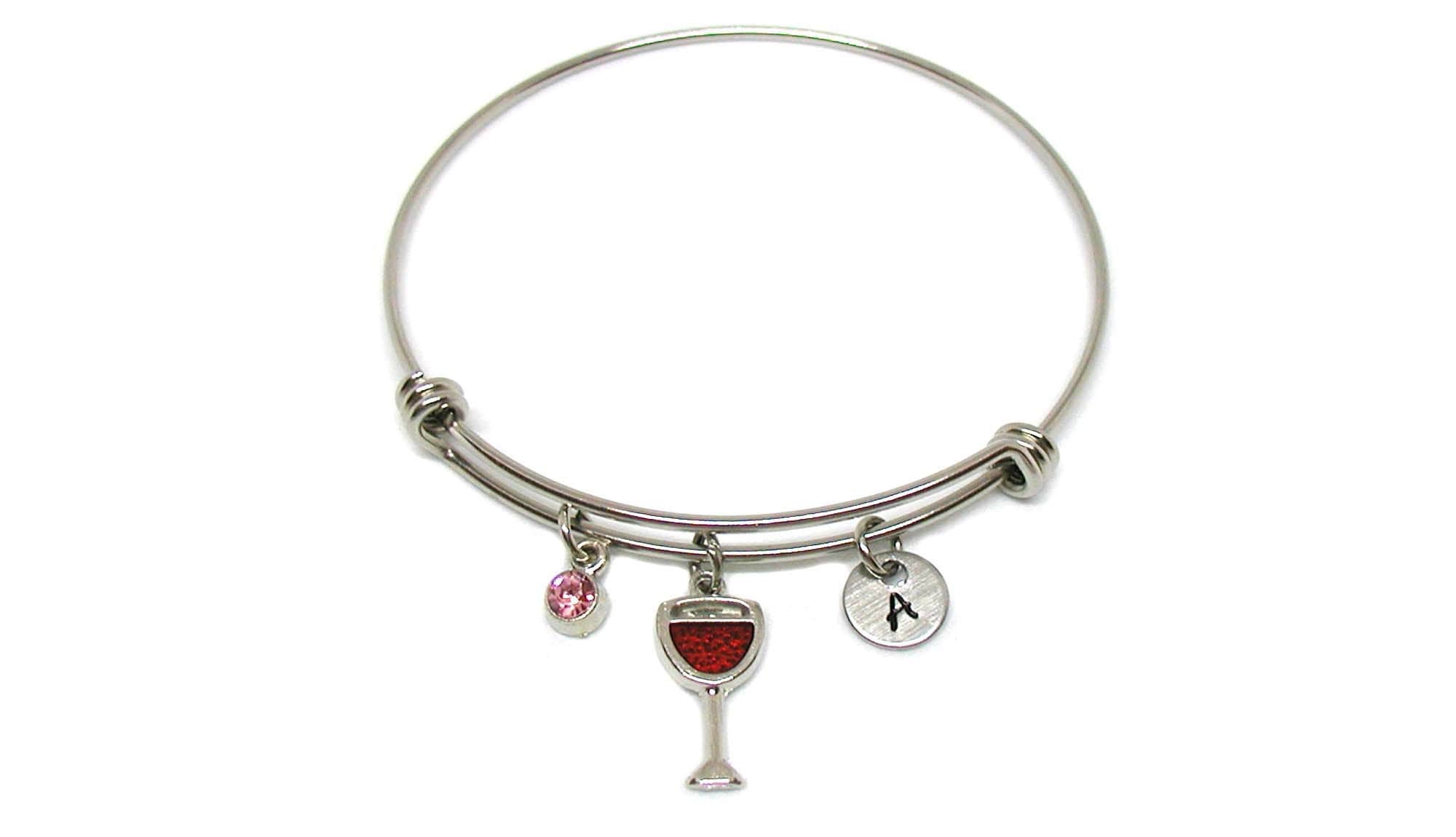 Red Wine Glass Bracelet Red Wine Glass Bangle Wine Jewelry - Etsy UK