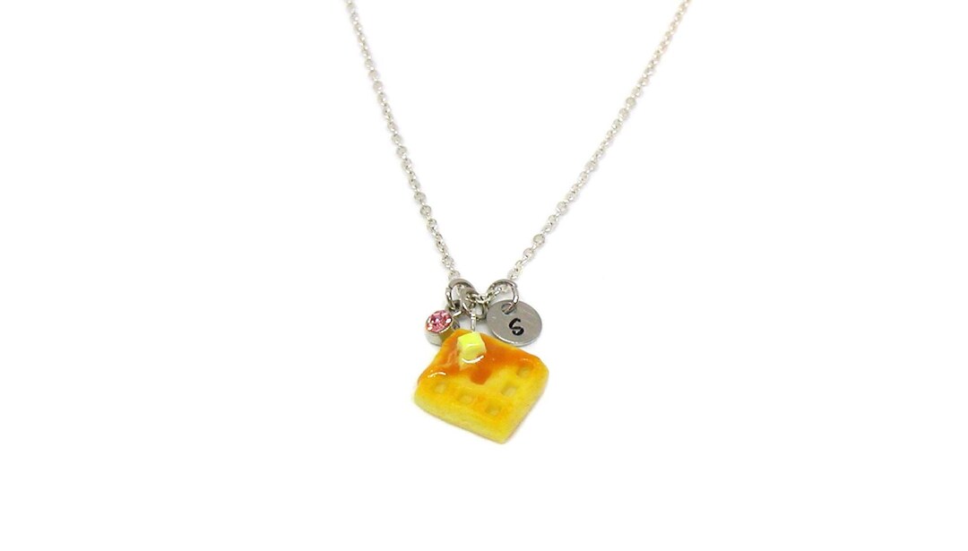 Waffle Necklace, Waffle Charm, Foodie Jewelry, Waffle Pendant ...