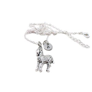 Zebra Necklace, Initial Necklace, Zebra Charm Necklace, Zebra Jewelry ...