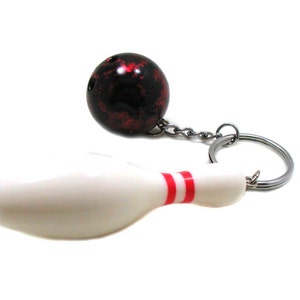 Red Bowling Ball Keychain, Bowling Key Ring, Sports Keychain, Bowling ...