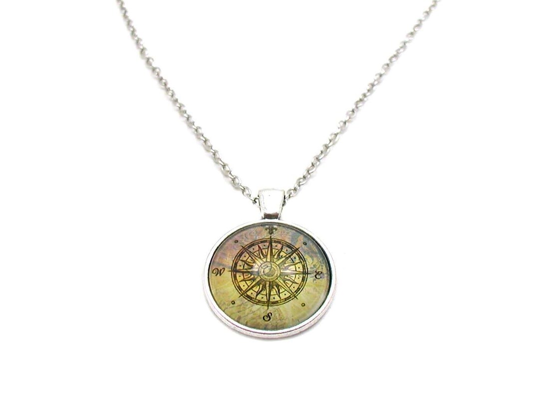 Compass Necklace, Silver Compass Charm, Compass Jewelry, Nautical ...