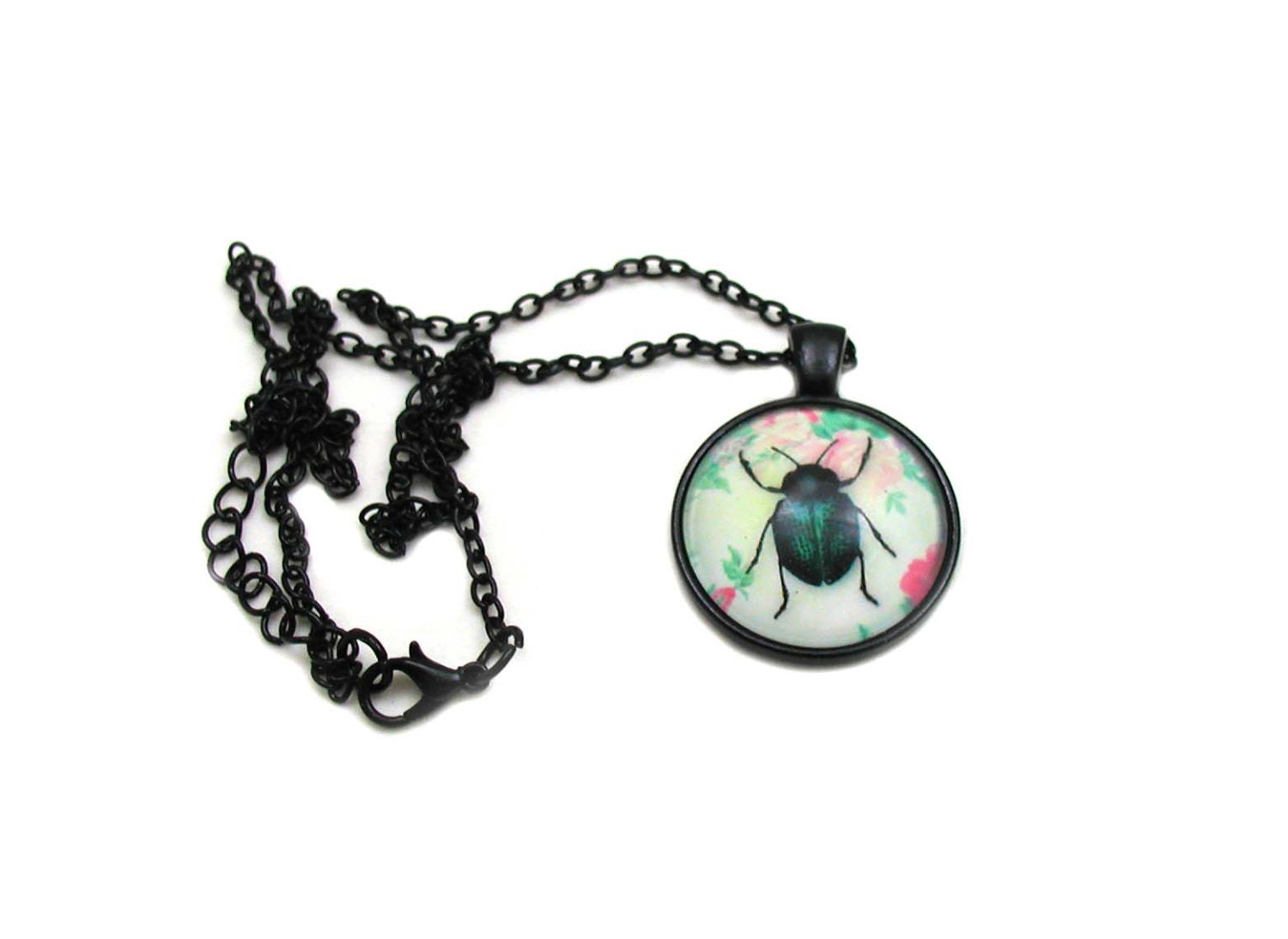 Beetle Necklace, Japanese Beetle Pendant, Beetle Charm Necklace ...