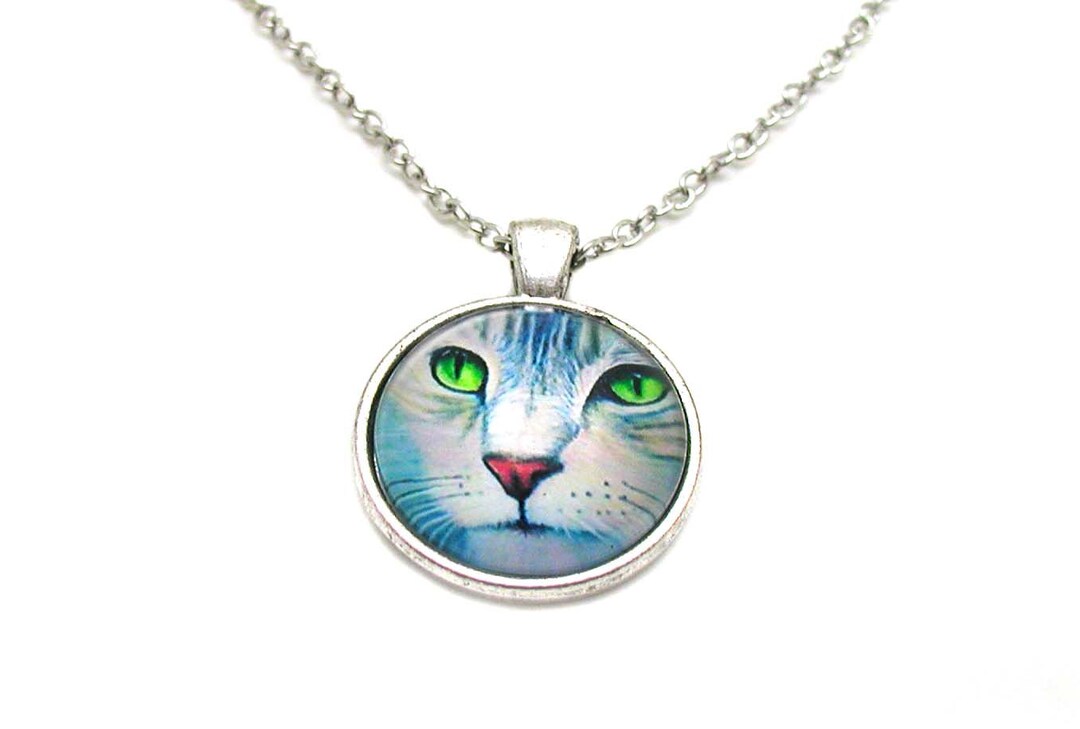 Cat Face Necklace Cat Face Pendant Charm Necklace Charm - Etsy