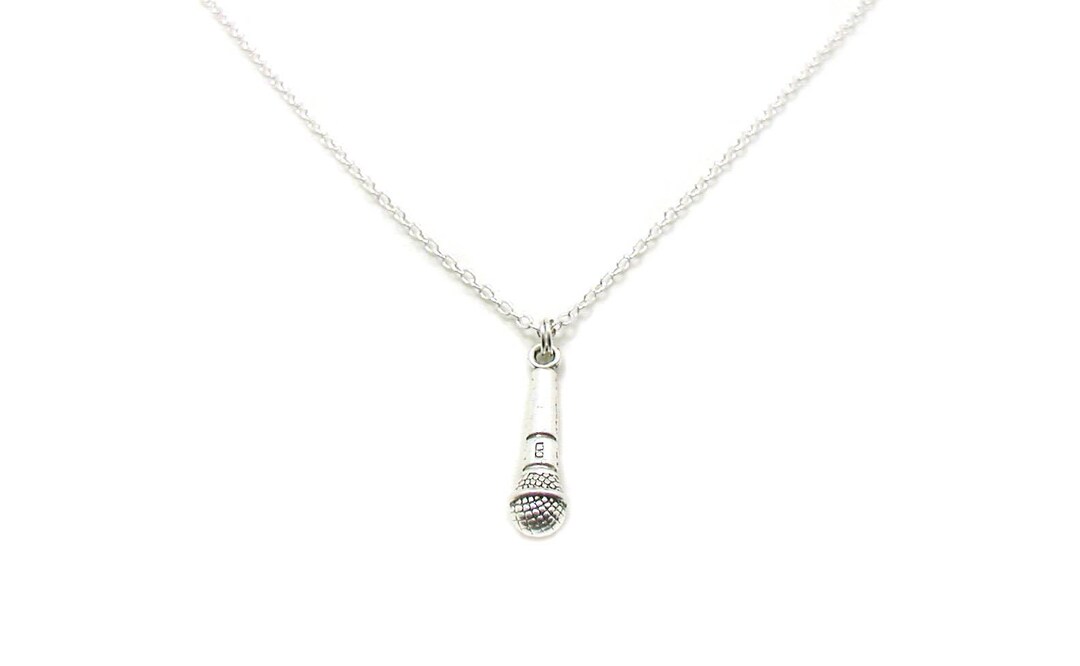 Microphone Necklace, Music Charm, Microphone Pendant, Music Necklace ...
