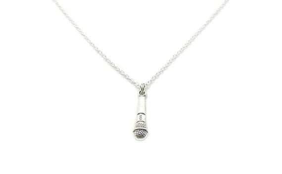 Microphone Necklace Music Charm Microphone Pendant Music | Etsy