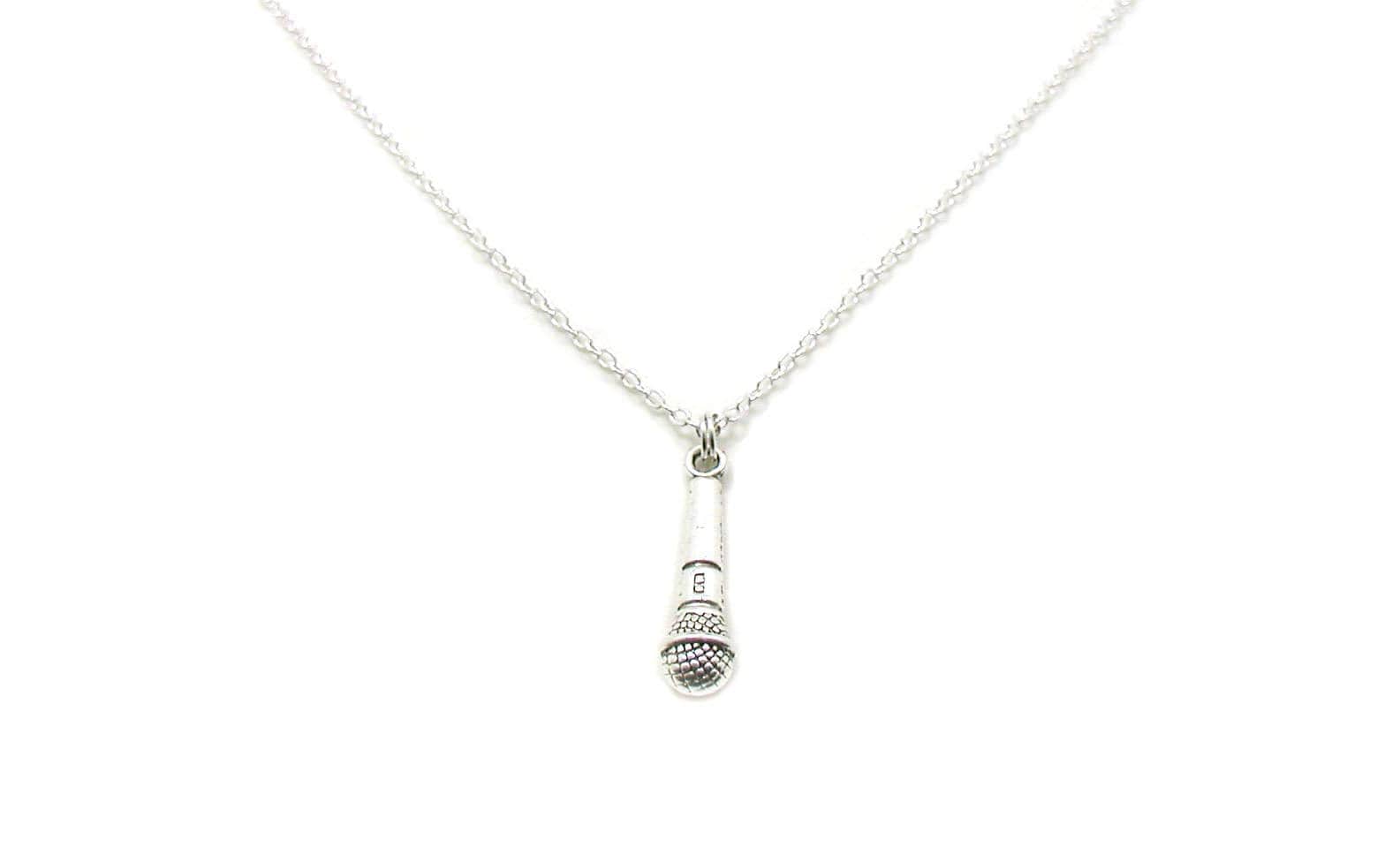 Microphone Necklace Music Charm Microphone Pendant Music | Etsy