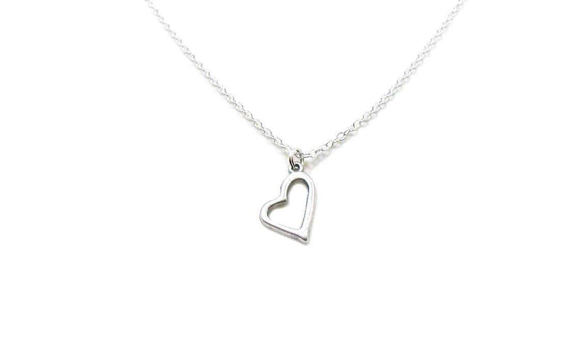 Heart Necklace Charm Necklace Charm Jewelry Floating Heart - Etsy