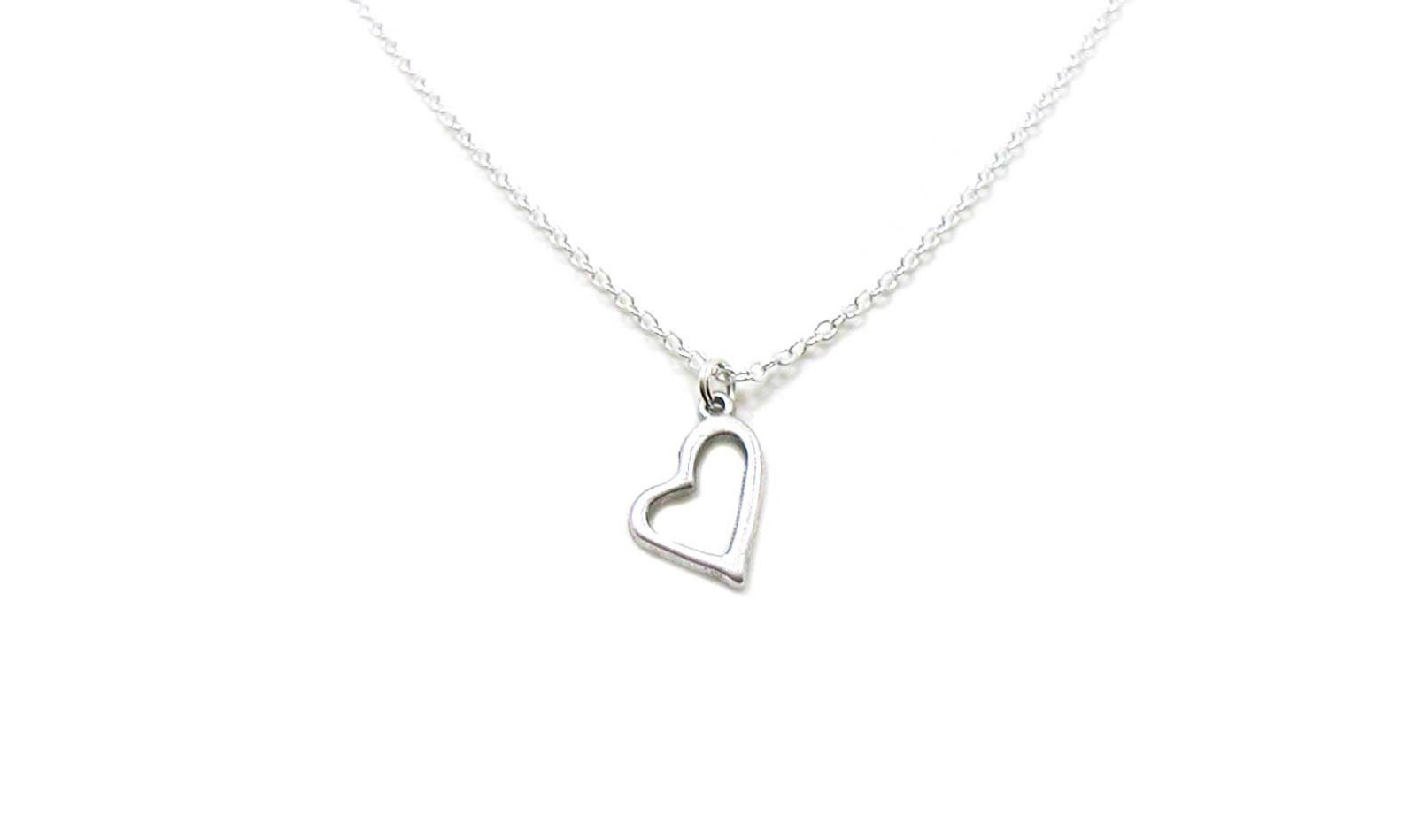 Heart Necklace Charm Necklace Charm Jewelry Floating Heart - Etsy