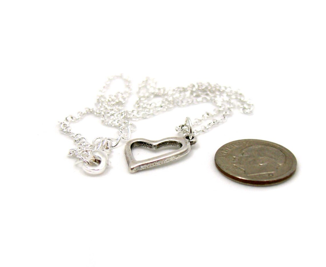 Heart Necklace Charm Necklace Charm Jewelry Floating Heart - Etsy