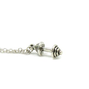 Dumbbell Necklace, Charm Jewelry, Fitness Jewelry, Silver Dumbbell ...