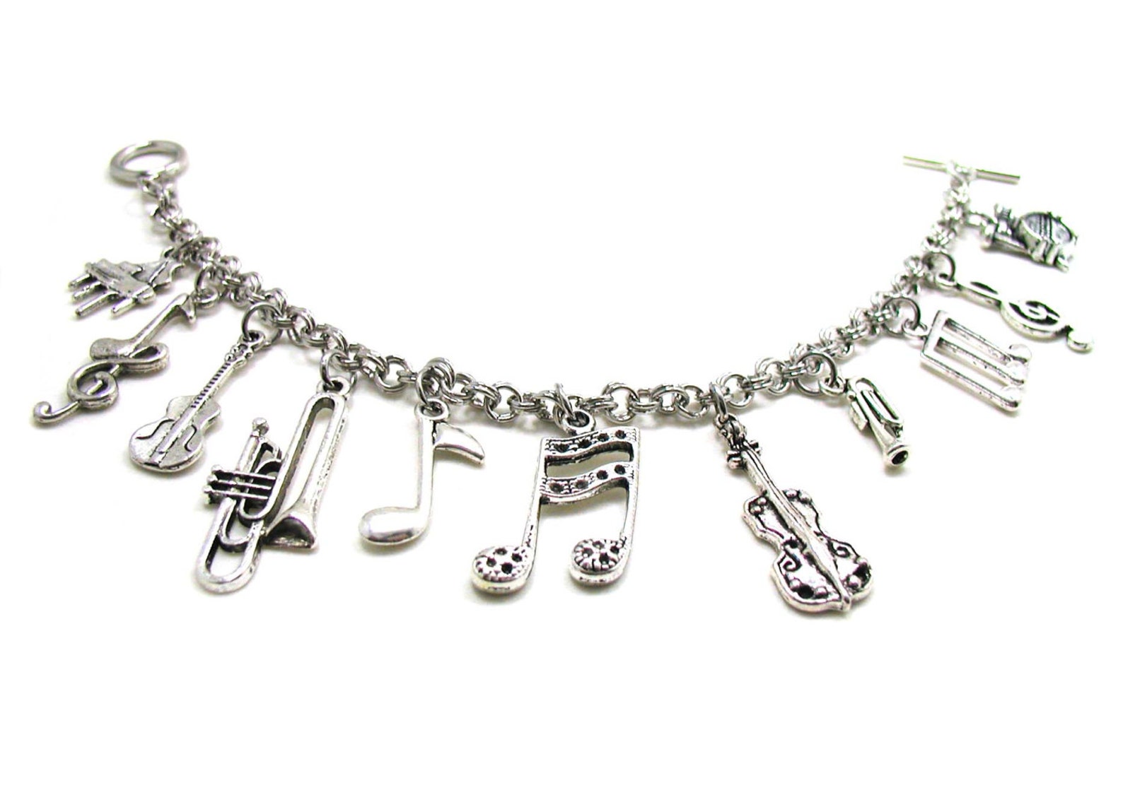 Music Charm Bracelet Music Bracelet Musical Notes Bracelet - Etsy