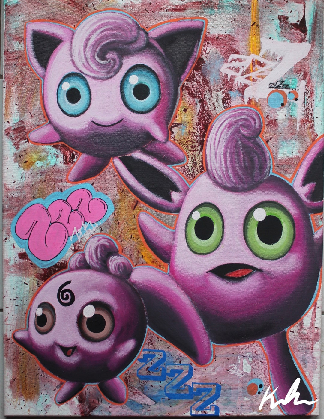 Jiggly Puff 3 Stages of Evolution Painted Canvas 18"x24" - Etsy