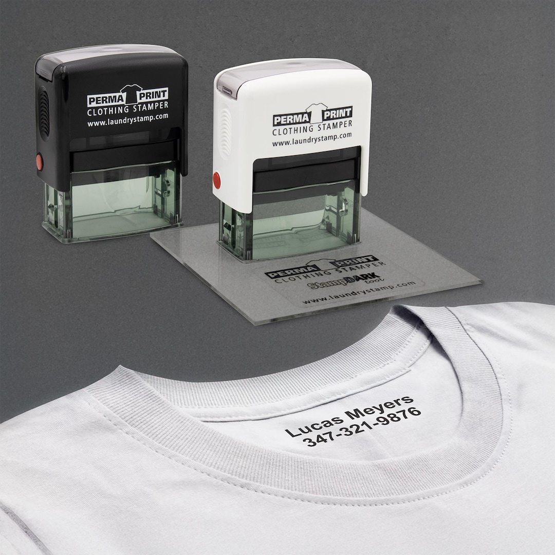 Dual Clothing Stamper (1 Black Ink Stamp, 1 White Ink Stamp) Includes ...