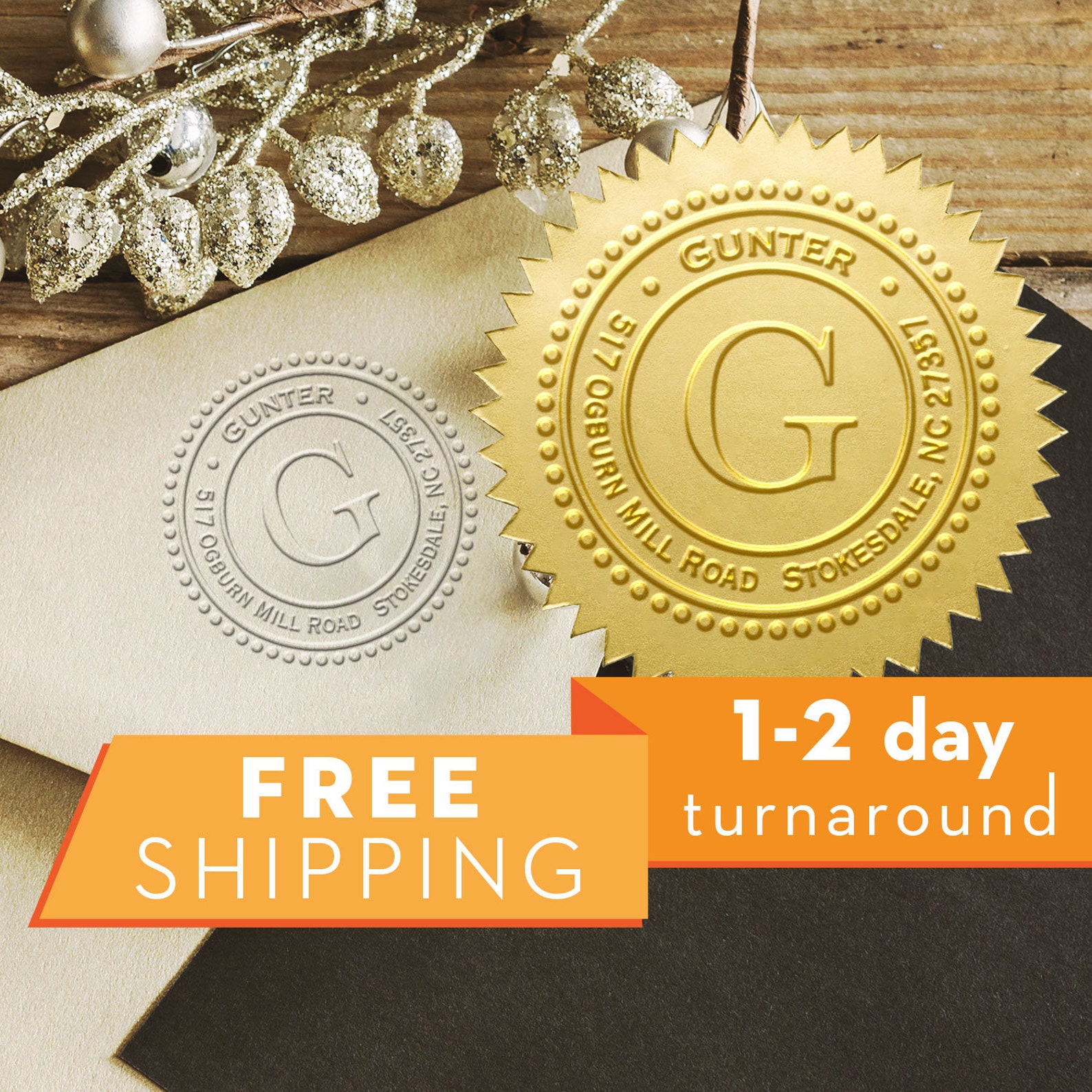 Custom Monogram Address Embosser - Personalized Round Seal With 50 Seal ...