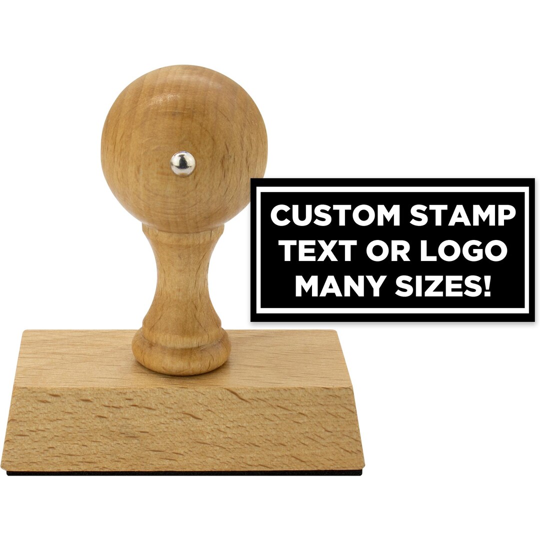 Custom Wood Hand Logo Stamp - Rectangular Stamp - Personalized Custom ...
