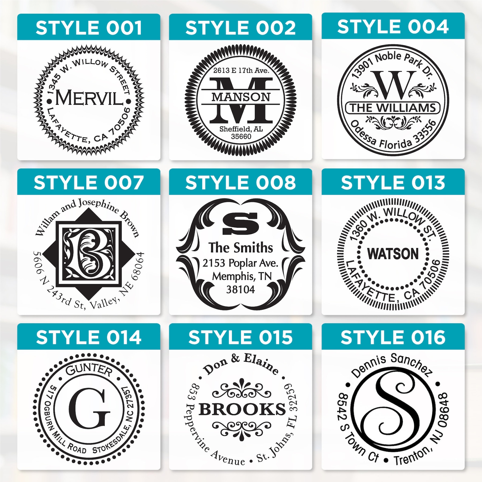 Personalized Round Self-inking Monogram Address Stamp and Ink With Name ...